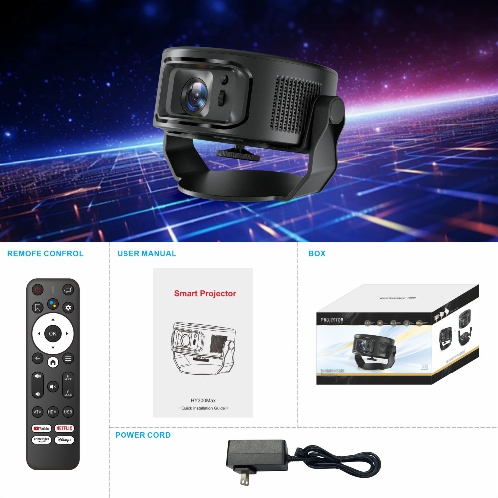 HY300 MAX Smart Projector – Official Netflix | Native 1080P | 200 ANSI ...